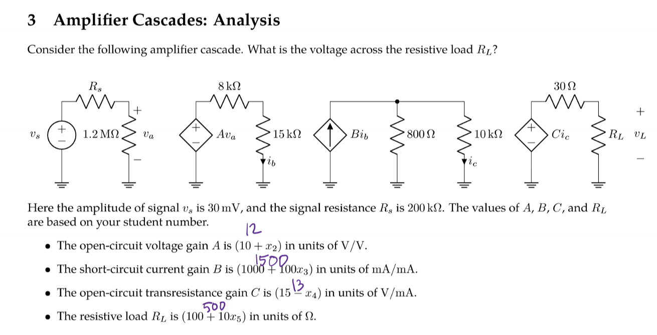 Solved 3 Amplifier Cascades: Analysis Consider the following | Chegg.com