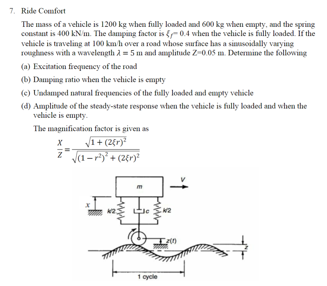 Solved This question is from Vehicle Dynamics. Please solve | Chegg.com