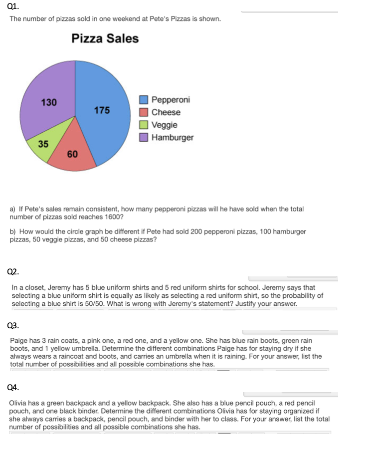 Solved Q1 The number of pizzas sold in one weekend at Pete's | Chegg.com