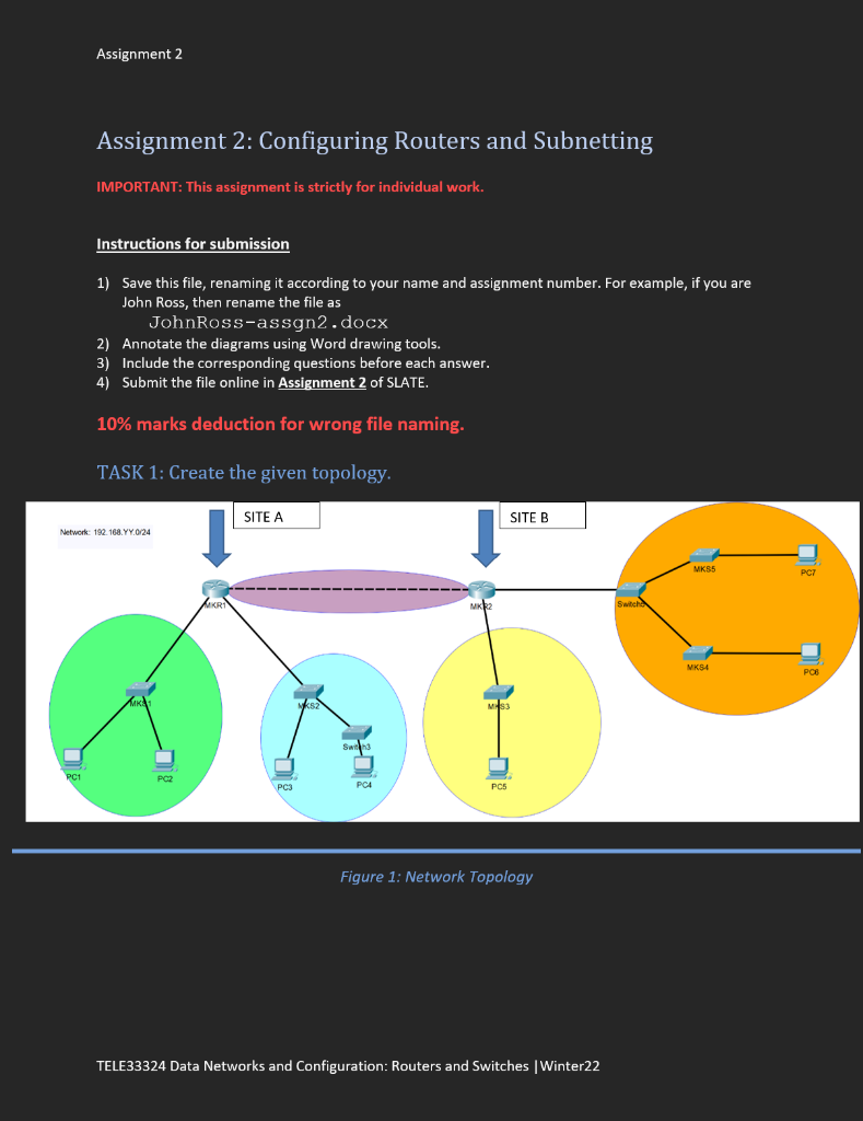 Solved Assignment 2 Assignment 2: Configuring Routers and | Chegg.com