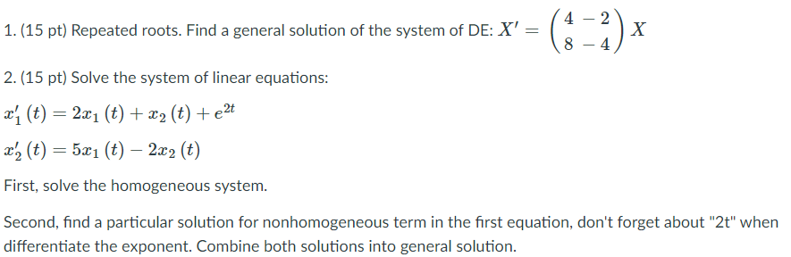 Solved 1. (15 pt) Repeated roots. Find a general solution of | Chegg.com