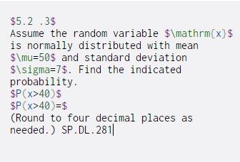 Solved $5.2 .3$ Assume the random variable $\mathrm{x} $ is | Chegg.com