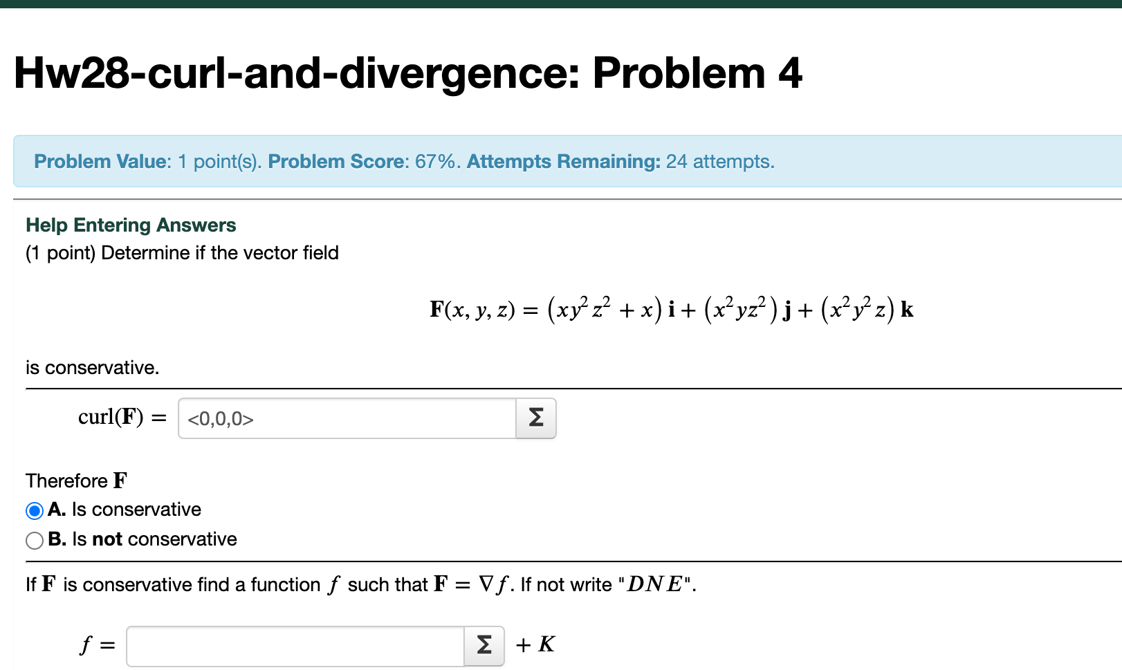 Solved Hw28-curl-and-divergence: Problem 4 Problem Value: 1 | Chegg.com