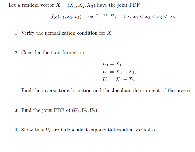 Solved Let a random vector X = (X1, X2, X3) have the joint | Chegg.com