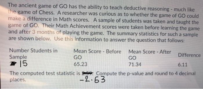 Solved The ancient game of GO has the ability to teach | Chegg.com
