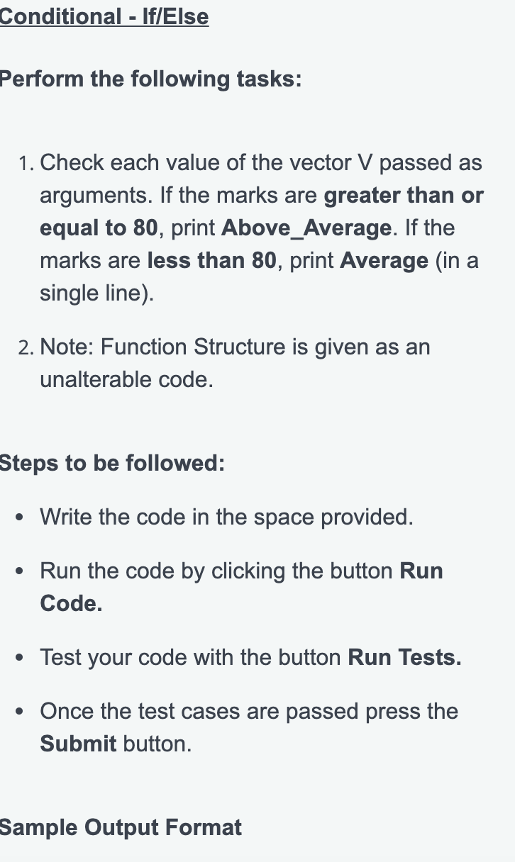Solved Conditional - If Else Perform the following tasks: 1. | Chegg.com