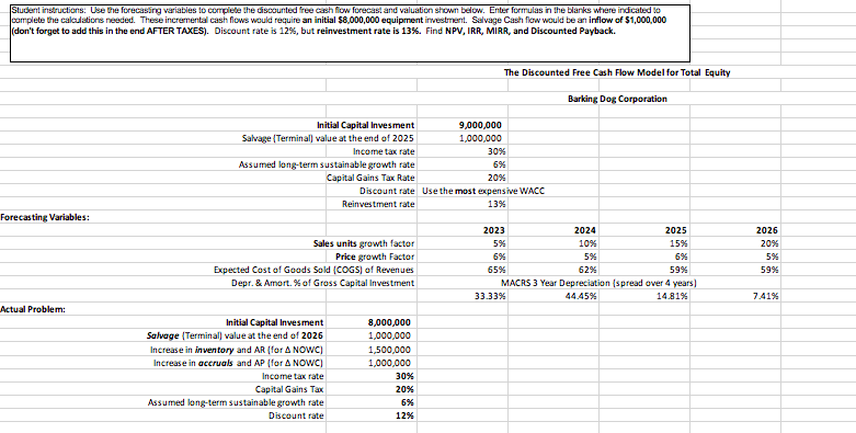 Solved Student instructions: Use the forecasting variables | Chegg.com