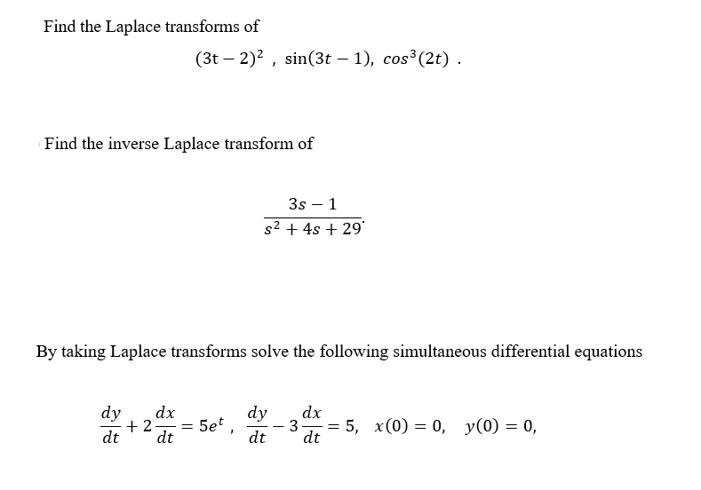 Solved Find the Laplace transforms of | Chegg.com