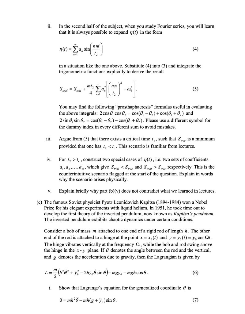 Solved Question 1 [28 marks] The Principle of Least Action | Chegg.com