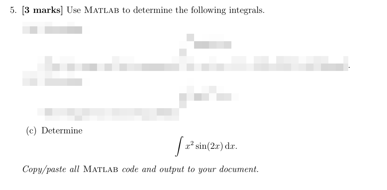Solved 5. [3 marks] Use MaTLaB to determine the following | Chegg.com