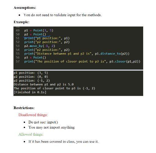 Solved Assumptions: You do not need to validate input for | Chegg.com