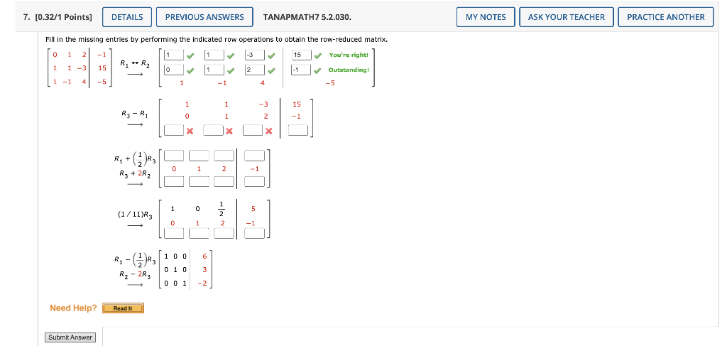 Solved Fill in the missing entries by performing the | Chegg.com