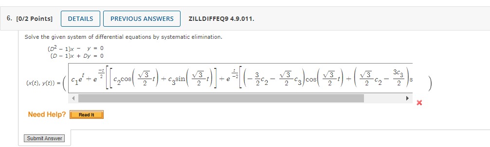 Solved Solve the given system of differential equations by | Chegg.com