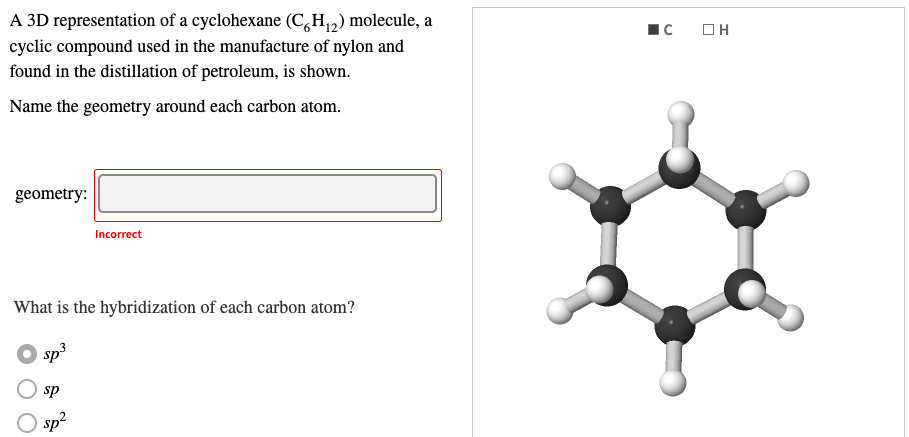 Solved IC OH A 3D representation of a cyclohexane (CH2) | Chegg.com