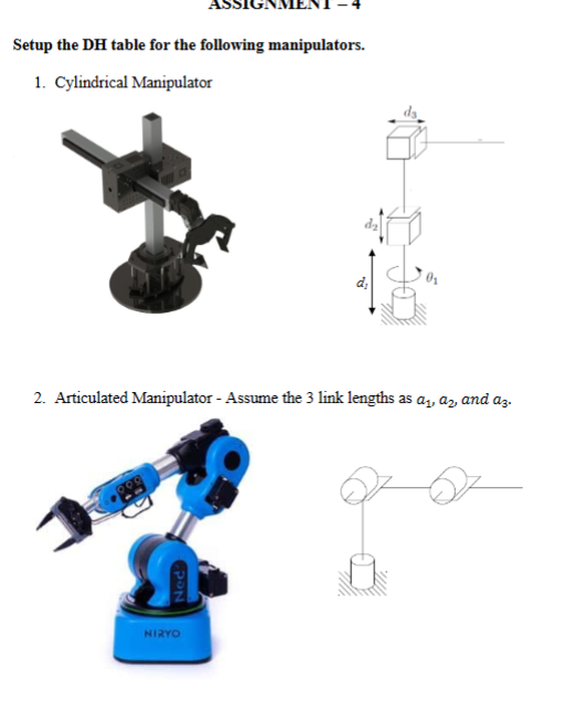 Solved Setup the DH table for the following manipulators. 1. | Chegg.com