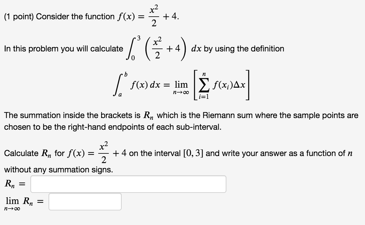 Solved Consider the function 𝑓(𝑥)= 𝑥^2/2+4 In this | Chegg.com