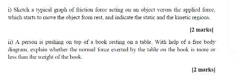 Solved i) Sketch a typical graph of friction force acting on | Chegg.com