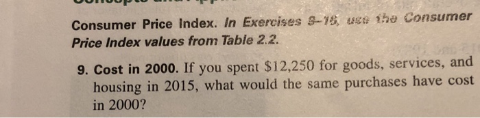 Solved Consumer Price Index. In Exere Price Index values | Chegg.com