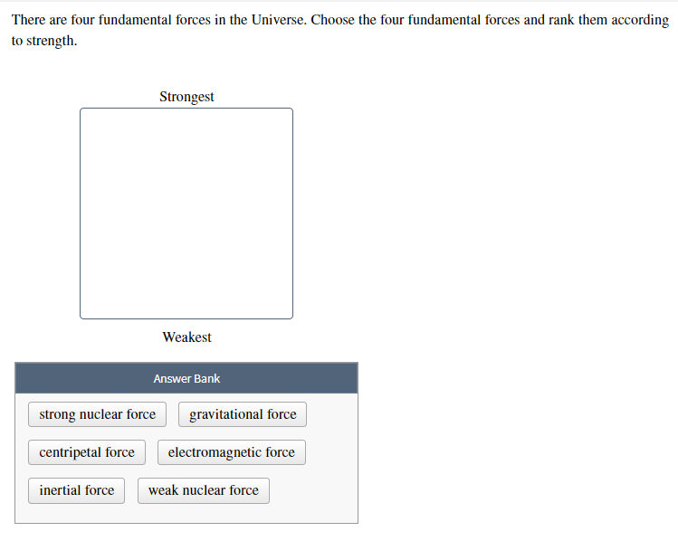 Solved There are four fundamental forces in the Universe. | Chegg.com