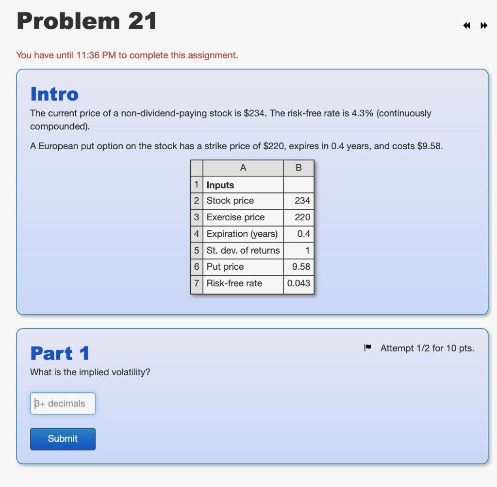 Solved Problem 21 You have until 11:36 PM to complete this | Chegg.com