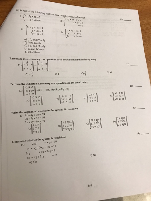 Solved Benedict College, Math 230 Linear Algebra Test 1 | Chegg.com