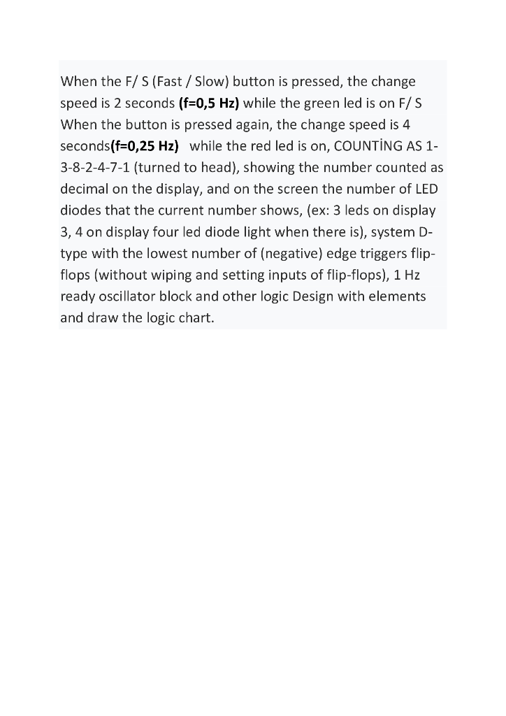 When the F/ S (Fast / Slow) button is pressed, the | Chegg.com