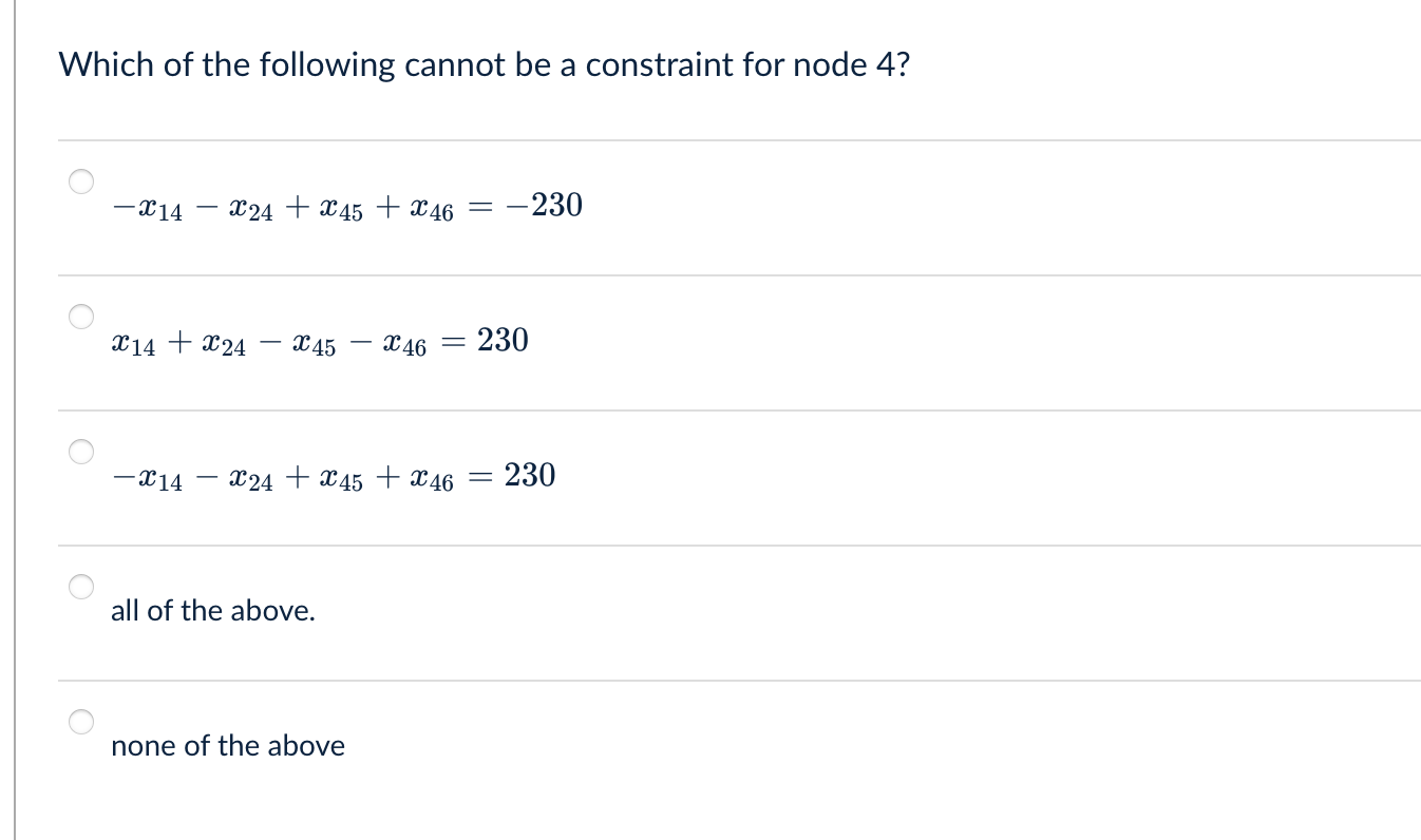 Solved Which of the following cannot be a constraint for | Chegg.com