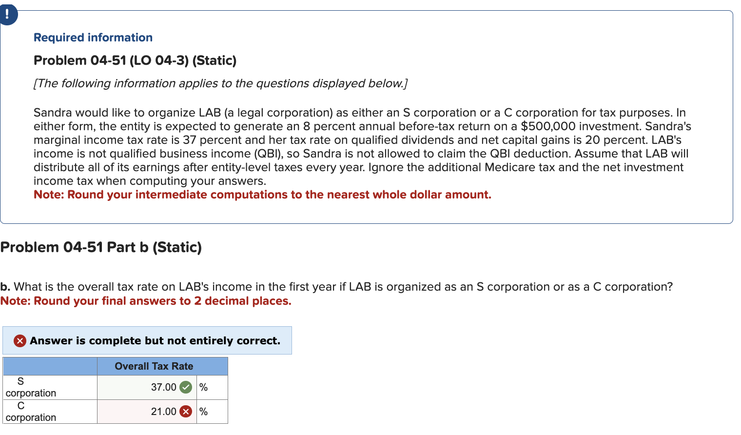 Solved Required information Problem 04-51 (LO 04-3) (Static) | Chegg.com