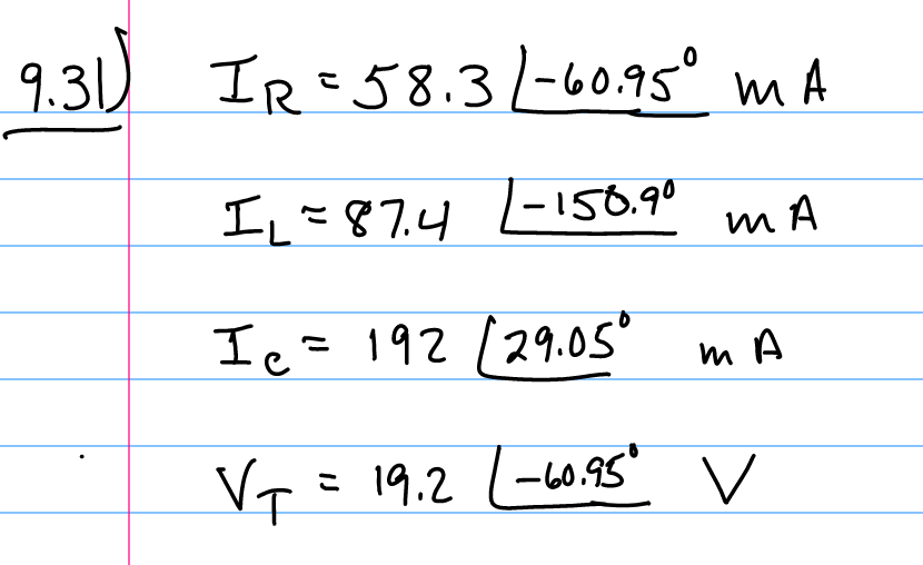 Solved 9.31 Calculate the total voltage, Pr, and currents | Chegg.com
