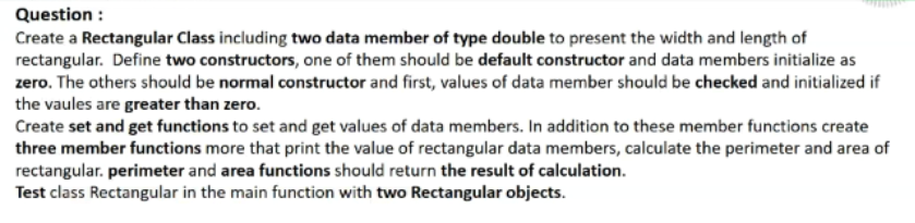 Solved Question : Create a Rectangular Class including two | Chegg.com