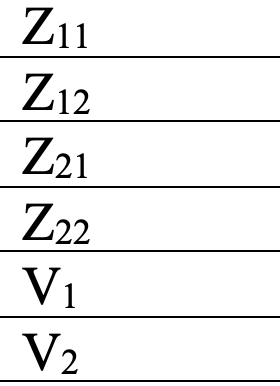 Solved \begin{tabular}{l} Z11 \\ Z12 \\ Z21 \\ Z22 \\ V1 \\ | Chegg.com