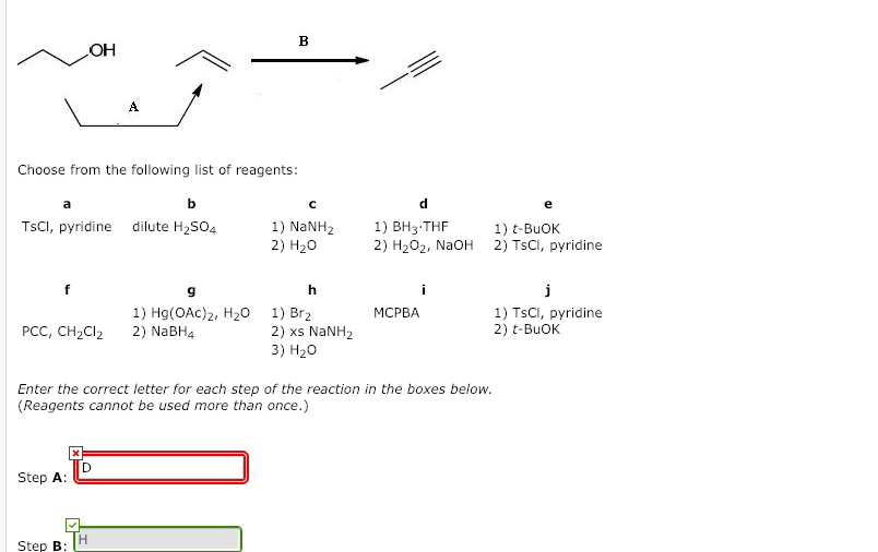 Solved он Choose from the following list of reagents TsCl, | Chegg.com