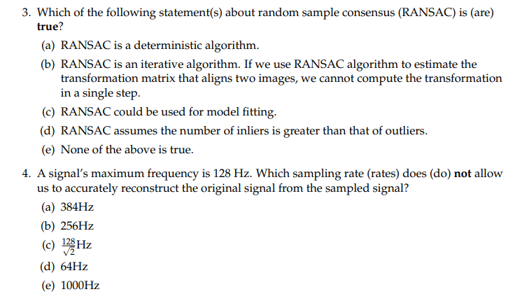 Solved 3. Which of the following statement(s) about random | Chegg.com