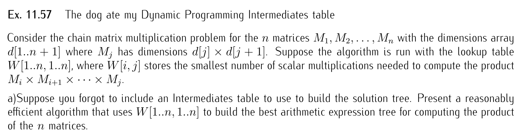 Ex. 11.57 The dog ate my Dynamic Programming | Chegg.com