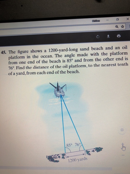 Solved 45. The figure shows a 1200-yard-long sand beach and | Chegg.com