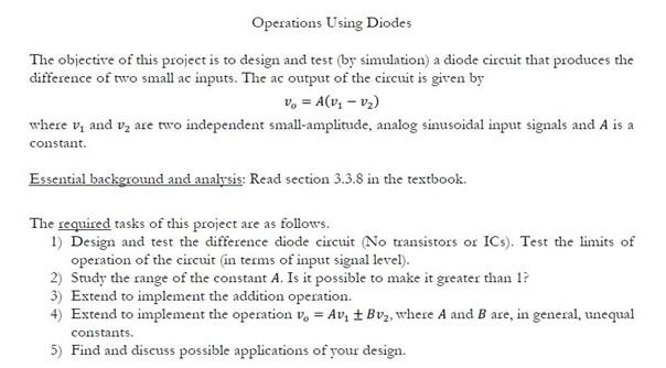 Solved The objective of this project is to design and test | Chegg.com