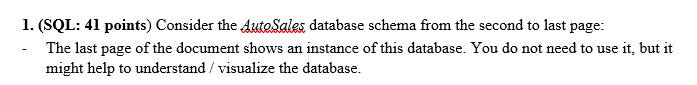 Solved 1. (SQL: 41 points) Consider the AutoSales database | Chegg.com