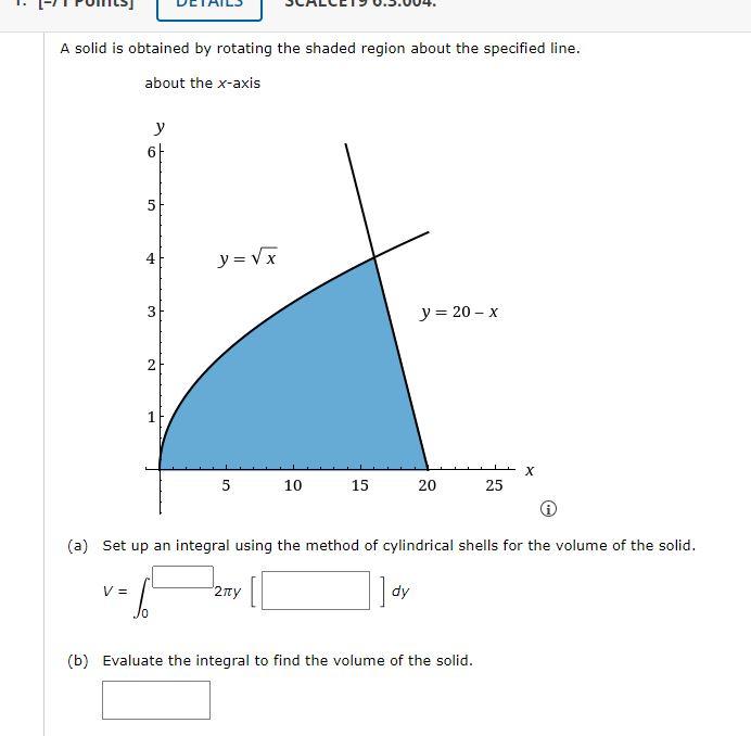 Solved A solid is obtained by rotating the shaded region | Chegg.com