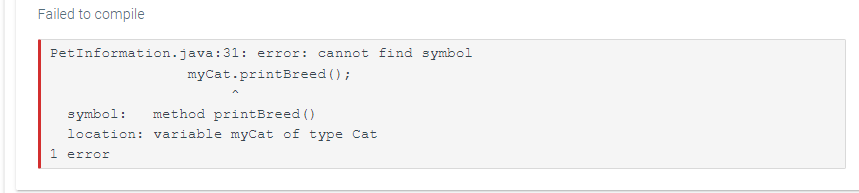 Solved Failed to compile Petinformation.java:31: error: | Chegg.com