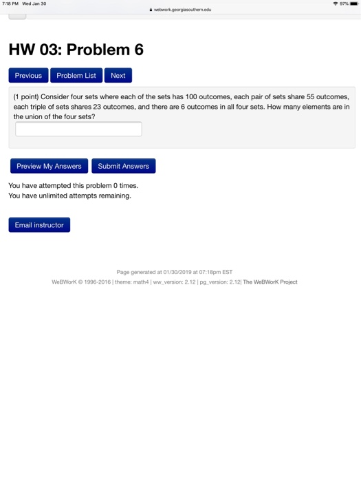 Solved Webwork Hw 03 Problem 6 Previous Problem List Next 1214