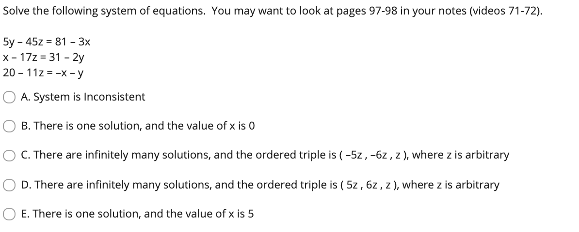 Solved Solve the following system of equations. You may want | Chegg.com