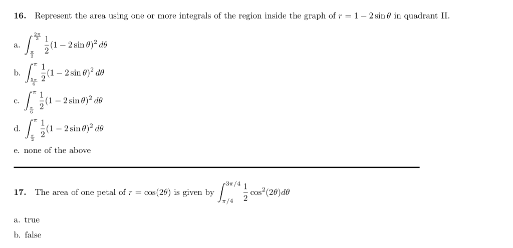 Solved 16. Represent the area using one or more integrals of | Chegg.com