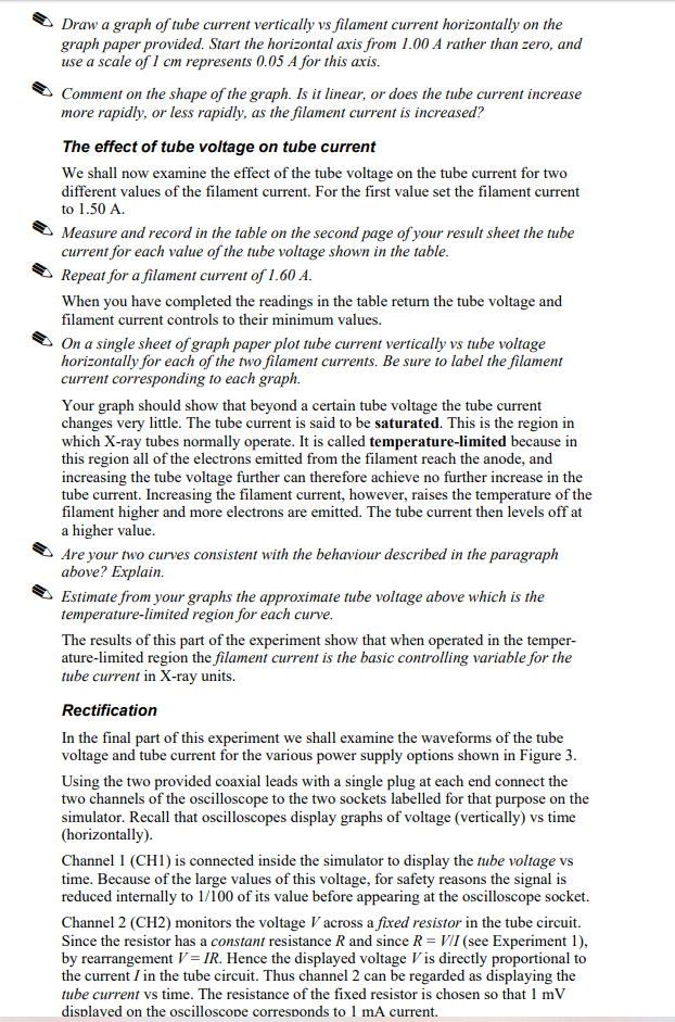 The filament circuit and the tube circuit 1.Minimum | Chegg.com