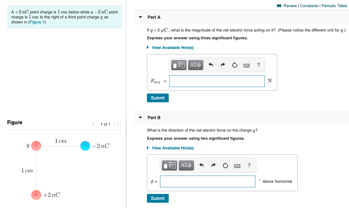 Solved 1 Review | Constants Periodic Table A +2 nC point | Chegg.com
