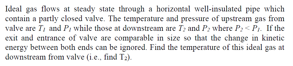 Solved Ideal gas flows at steady state through a horizontal | Chegg.com
