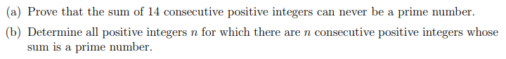 Solved (a) Prove that the sum of 14 consecutive positive | Chegg.com
