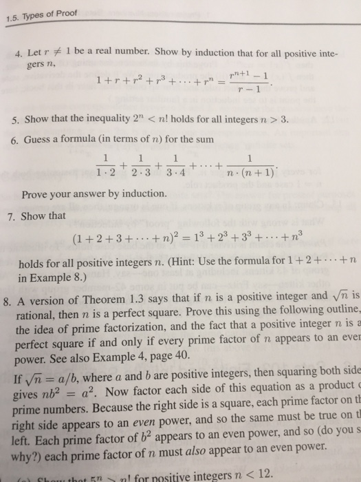 Solved 1.5. Types of Proof 4. Let r 1 be a real number. Show | Chegg.com
