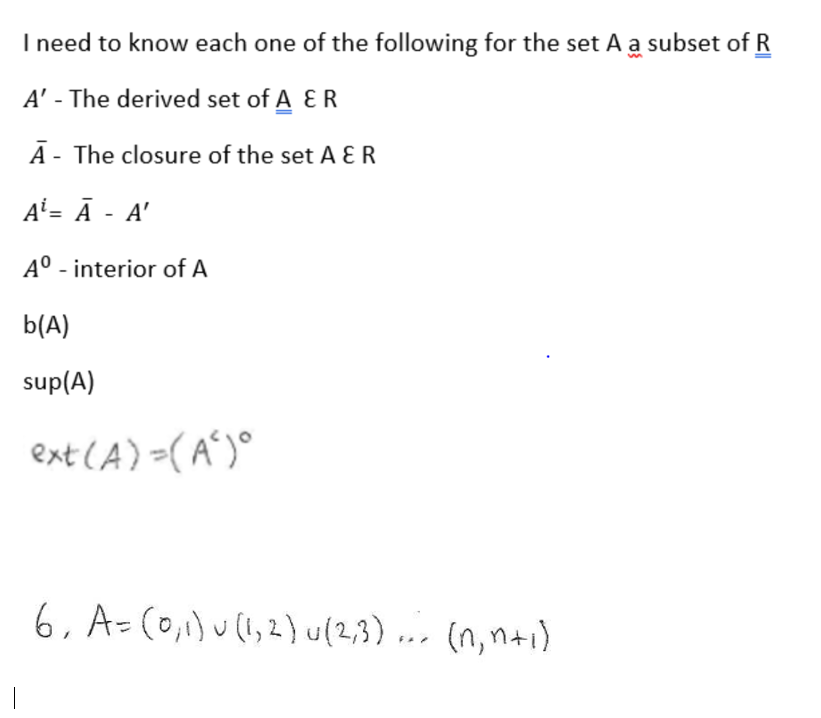 I need to know each one of the following for the set | Chegg.com