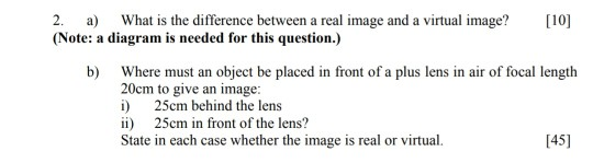 Solved 2. a) What is the difference between a real image and | Chegg.com