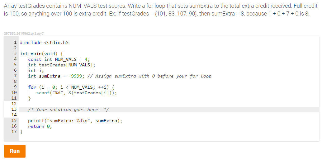 Solved Array testGrades contains NUM_VALS test scores. Write | Chegg.com